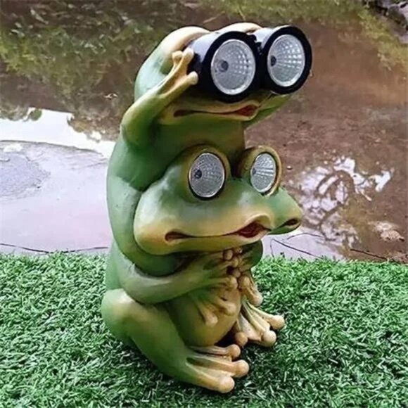 Accents | Garden Decor Frog Outdoor Statue Solar Figurines Funny Cute ...